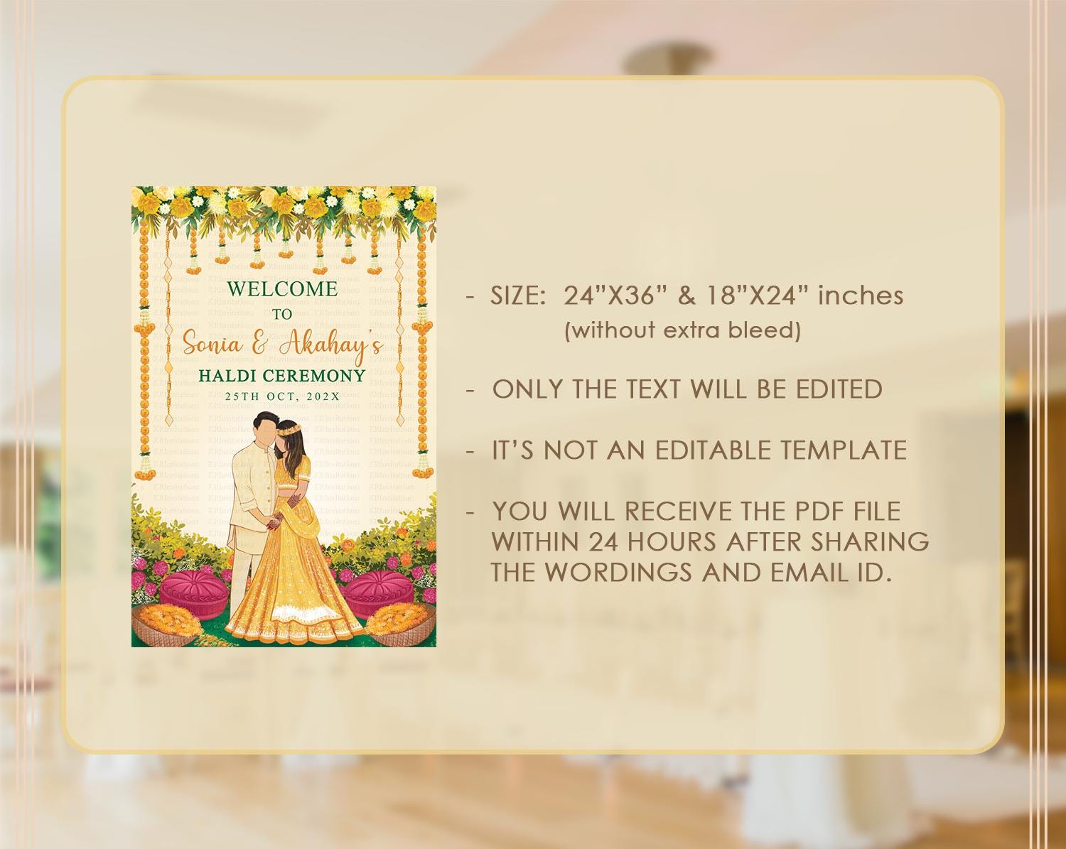 Haldi Sign Board, Indian Wedding Haldi Ceremony Welcome Board, Holud ...