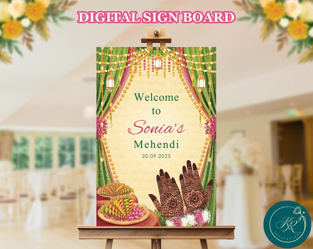 Digital Mehndi Sign Board, Digital Mehendi Signage, Printable Mehendi ...