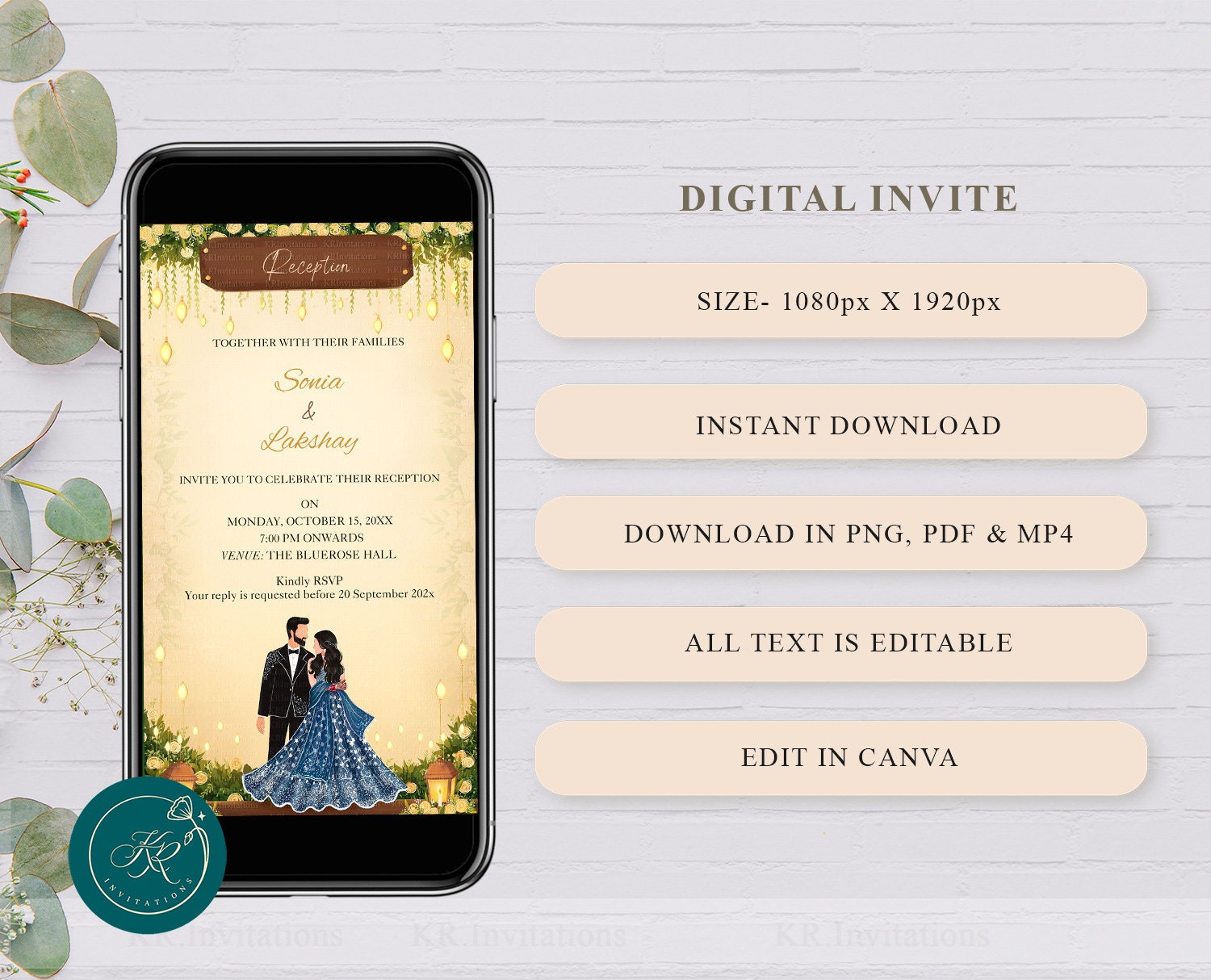 Editable Reception Invitation Indian Reception Invite Indian Wedding ...