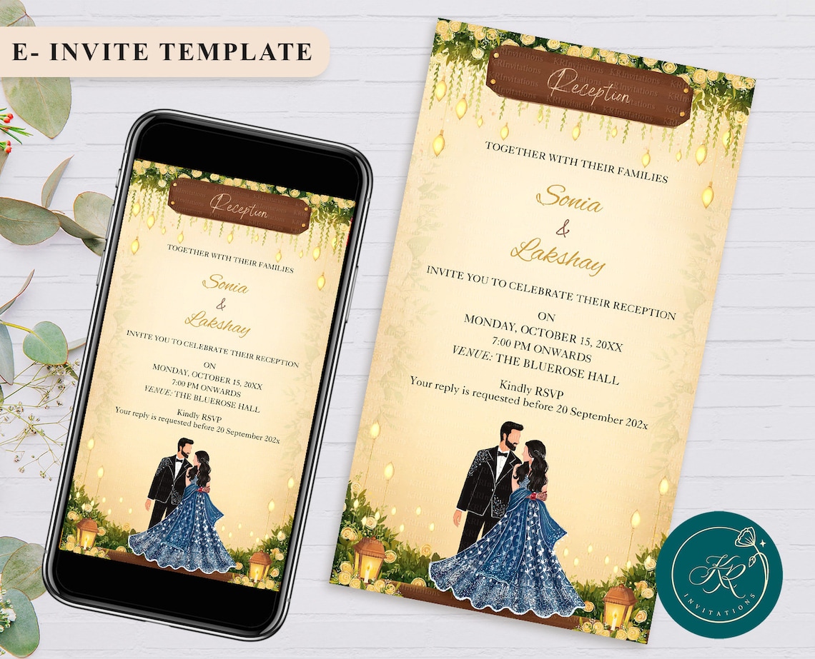Editable Reception Invitation Indian Reception Invite Indian Wedding ...