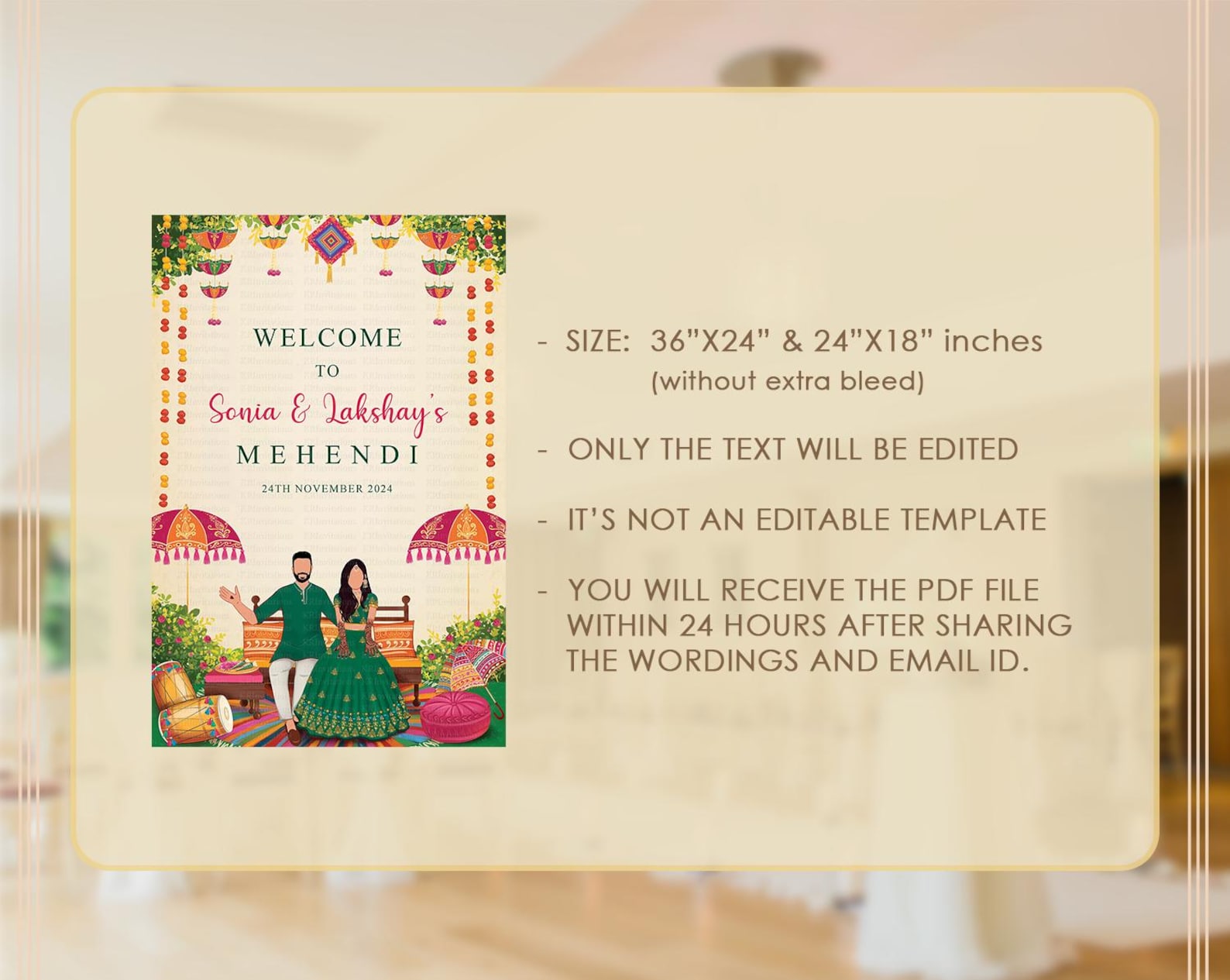 Mehndi Sign Board, Digital Mehendi Signage, Bride and Groom Mehendi ...