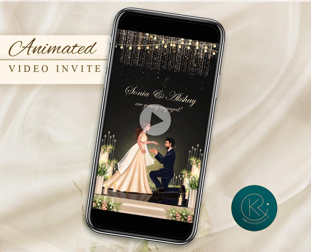 Engagement Invitation Digital Video Invite: Animated Ring Ceremony ...