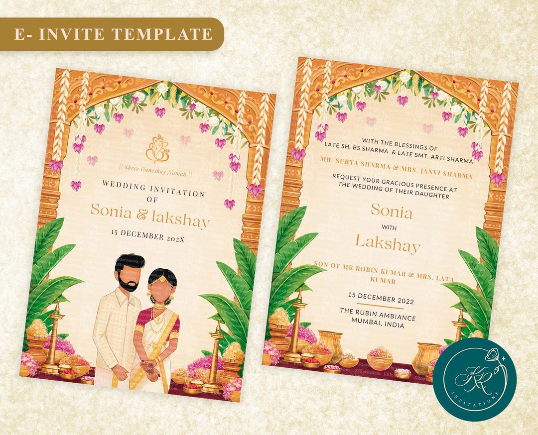 Tamil Wedding Invitation E-card: South Indian Design (digital Download ...