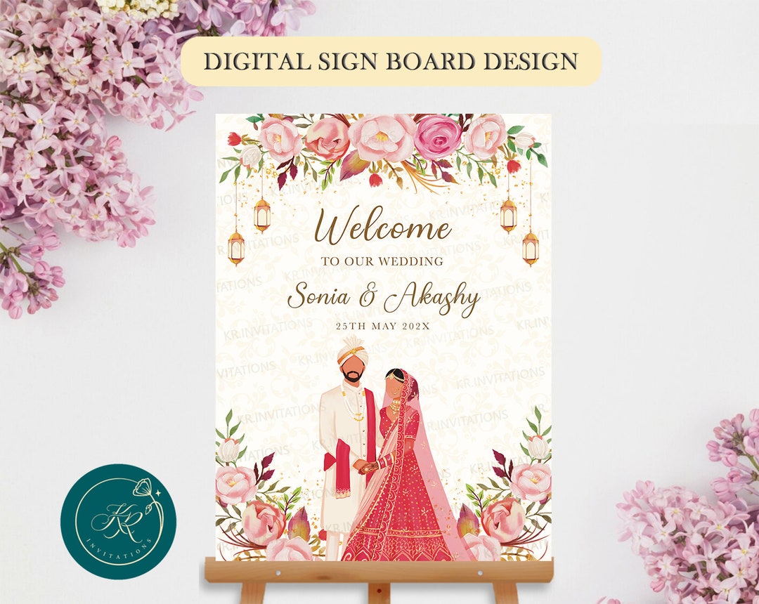 Indian Wedding Sign Board Digital Welcome Sign Board Printable Wedding ...