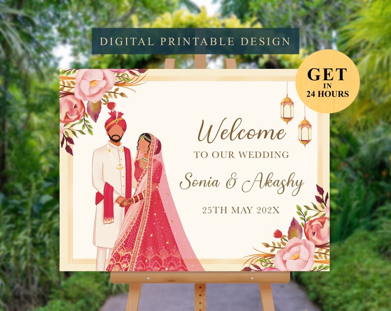 Indian Wedding Sign Board Digital Welcome Sign Board Printable - Etsy