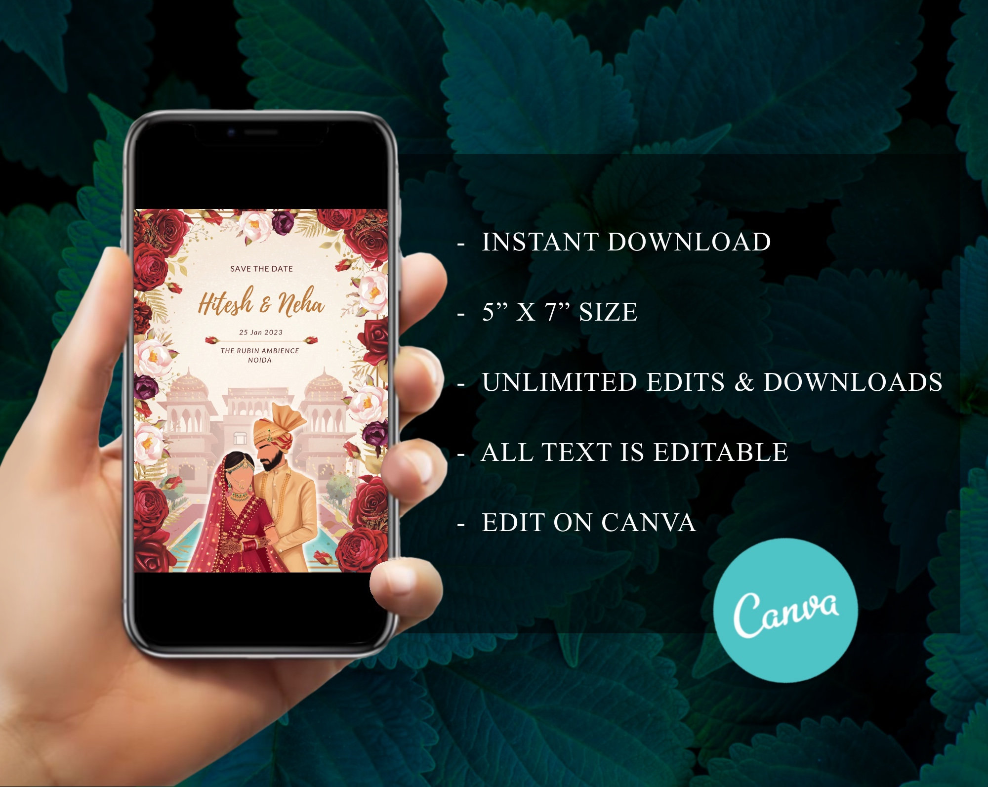 EDITABLE Indian Wedding Invitation Templates Digital Fancy - Etsy