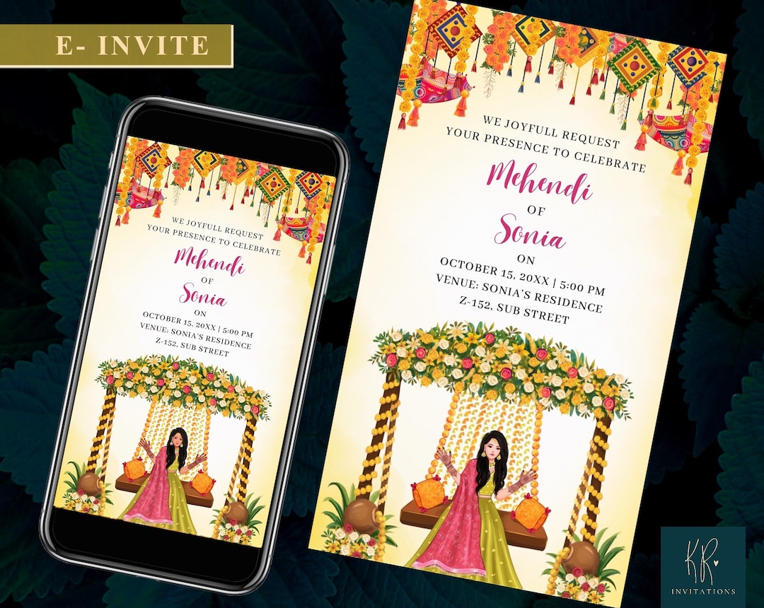 Mehendi Invitation Card Henna Party Invite Mhendi Night - Etsy