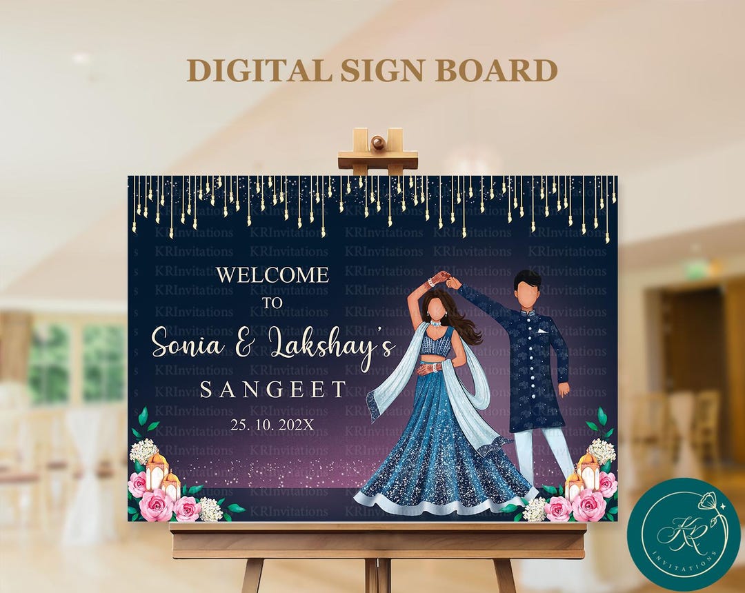 Sangeet Night Sign Board: Indian Wedding Entrance Decor (digital Print ...