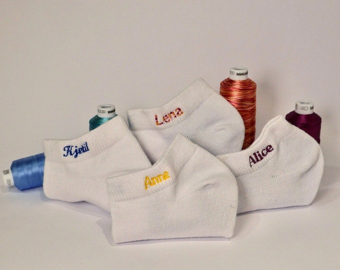Personalised Custom Embroidered Socks | Cotton Ankle Socks With Text ...