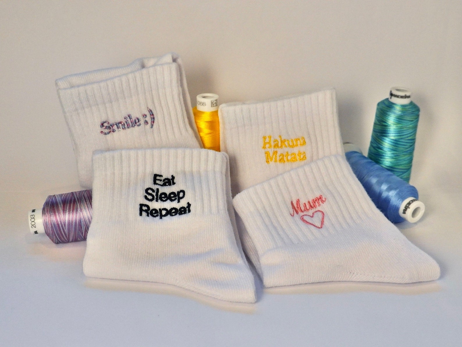 Personalised Custom Embroidered Socks High Ankle Socks With - Etsy
