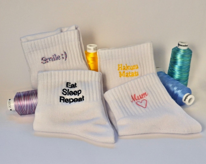 Personalised Custom Embroidered Socks | High Ankle Socks With Text ...