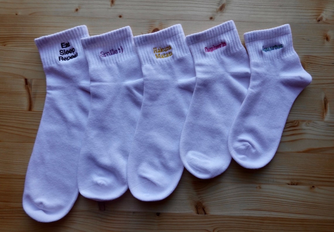Personalised Custom Embroidered Socks High Ankle Socks With - Etsy