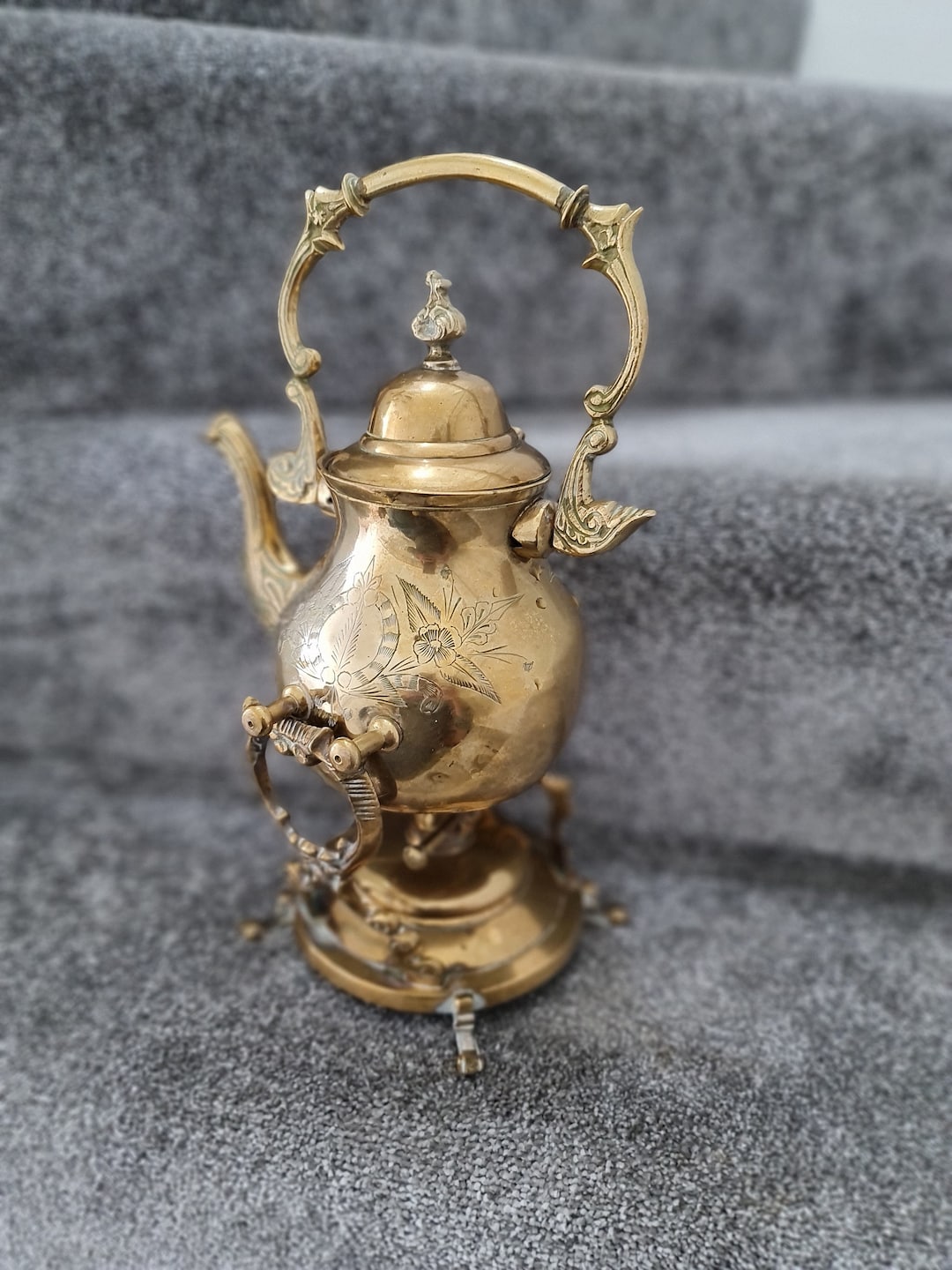 Vintage Brass Teapot With Warmer Stand and Burner - Etsy