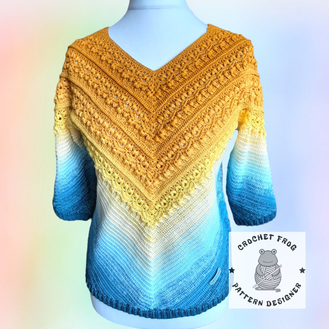 HYPNOSIS V Neck Crochet Blouse Pdf Pattern (charts/diagram) - Etsy