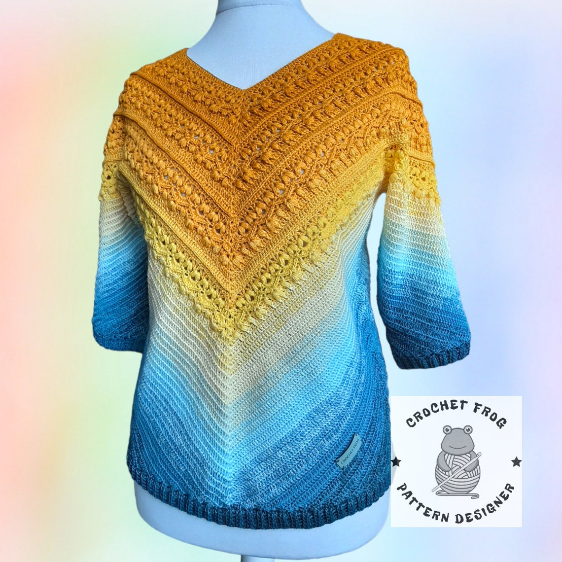 HYPNOSIS V Neck Crochet Blouse Pdf Pattern (charts/diagram) - Etsy