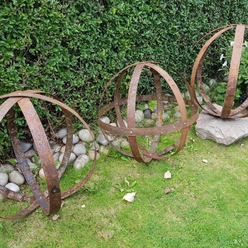 UK Rustic Garden Double Banded Sphere Decoration Orb Globe - Etsy