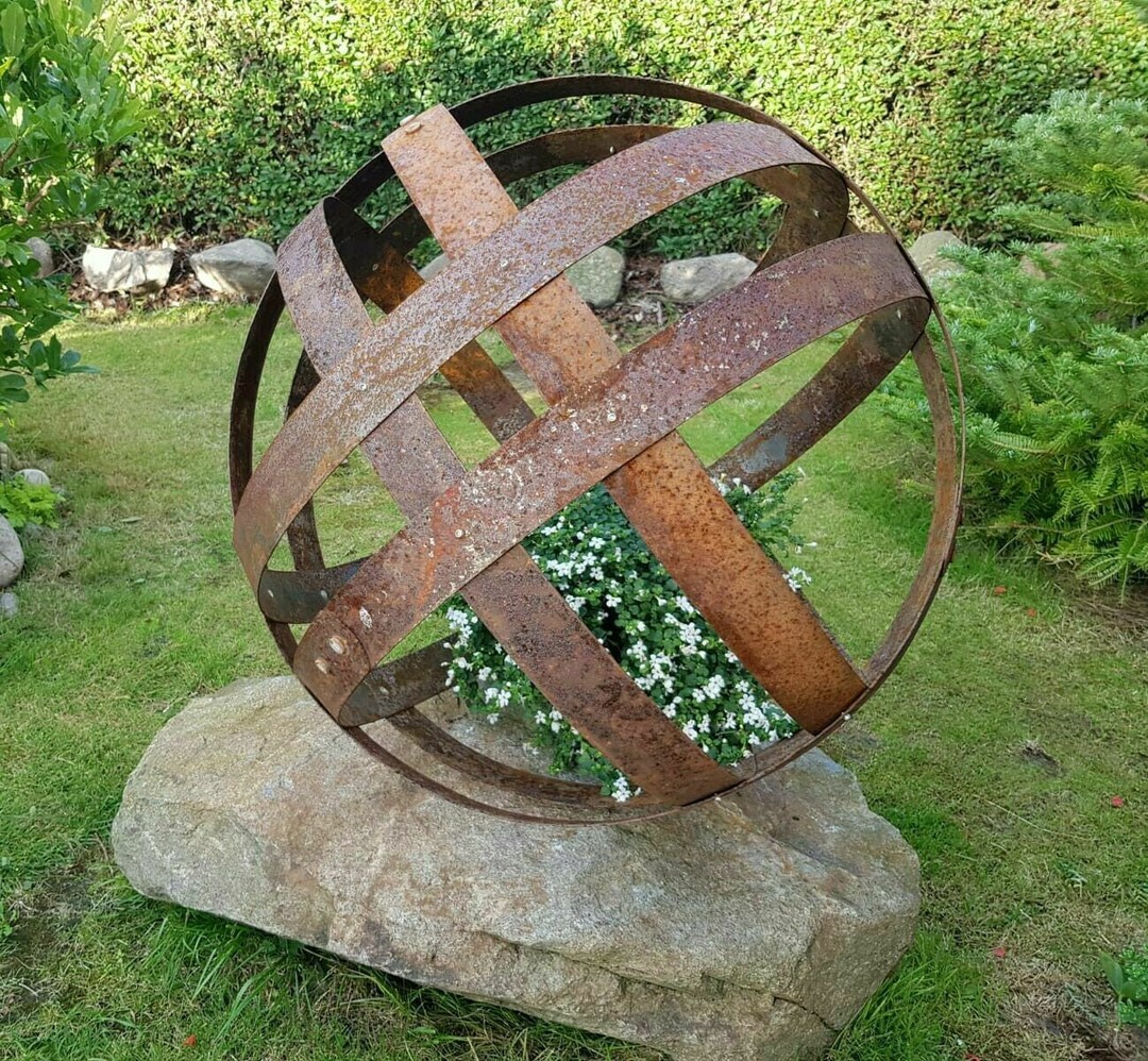 UK Rustic Garden Double Banded Sphere, Decoration Orb, Globe, Ball ...