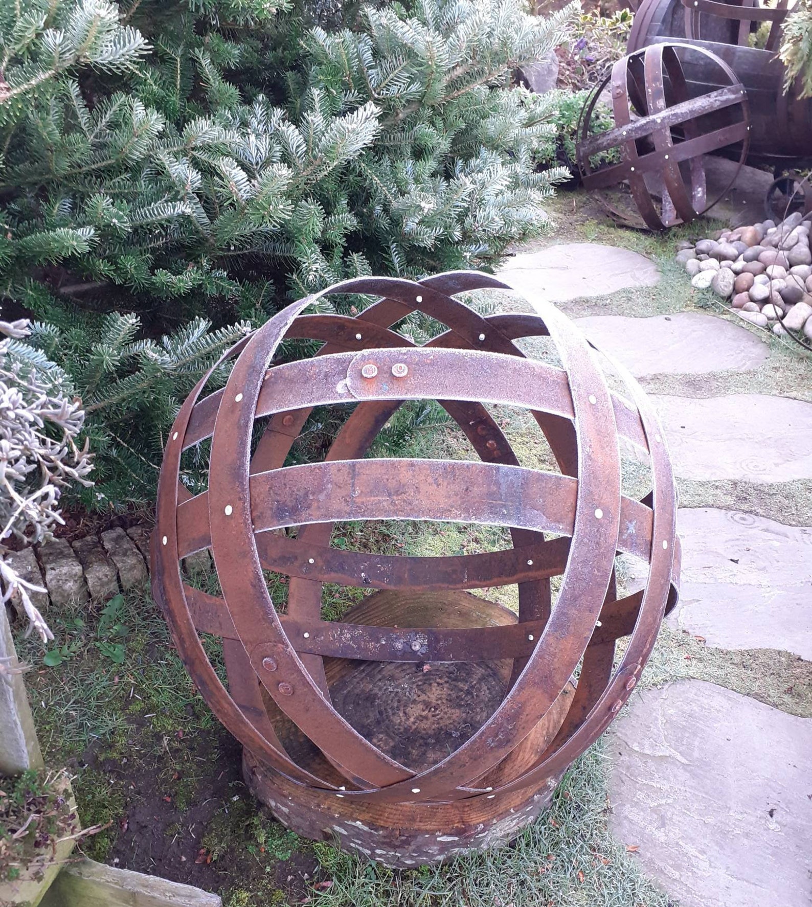 UK Rustic Garden Double Banded Sphere Decoration Orb Globe - Etsy UK