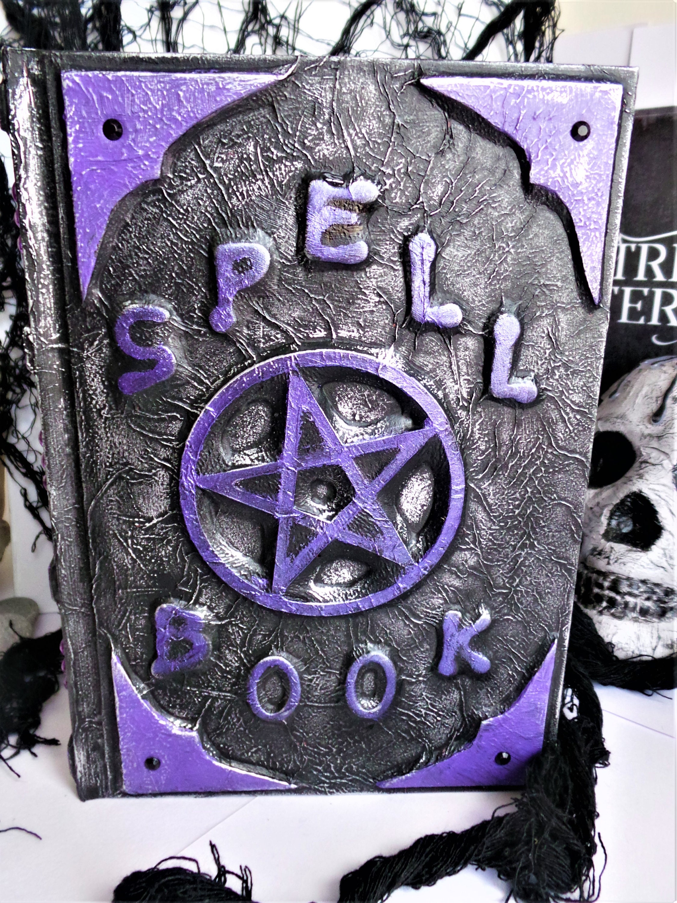 SPELL BOOK Altered Hard Back Ruled Notebook A5 Witch Halloween ...