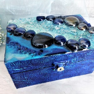 Blue Decorated Wooden Chest Box Small - Etsy