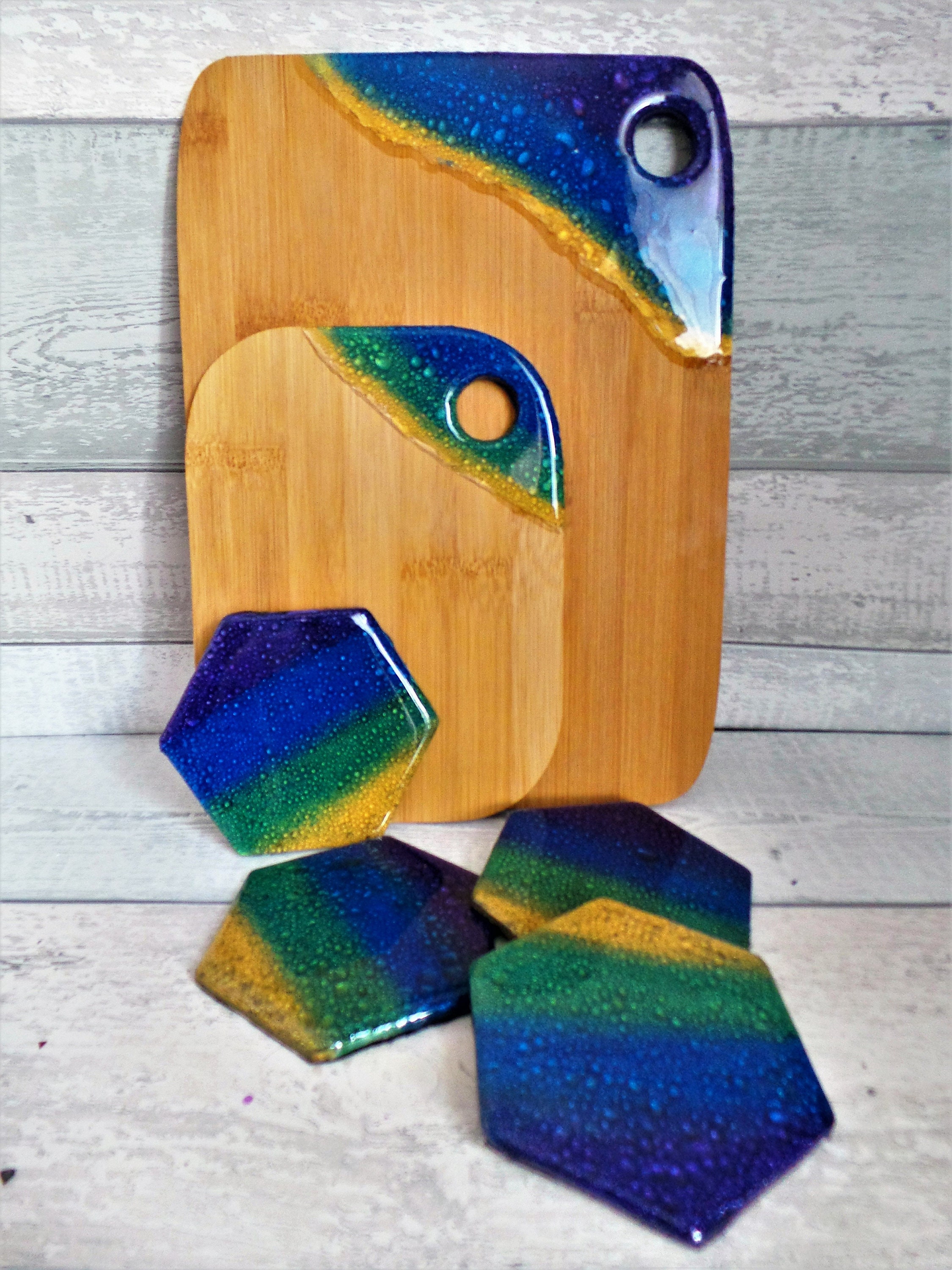 Bubble Effect 2x Cutting Bamboo Board With 4x Coaster Set - Etsy