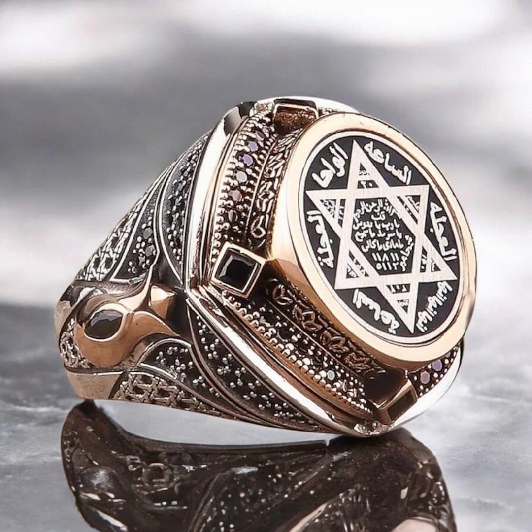 925K Silver Solomon Seal Ring,seal of Solomon Signet Ring,king Solomon ...