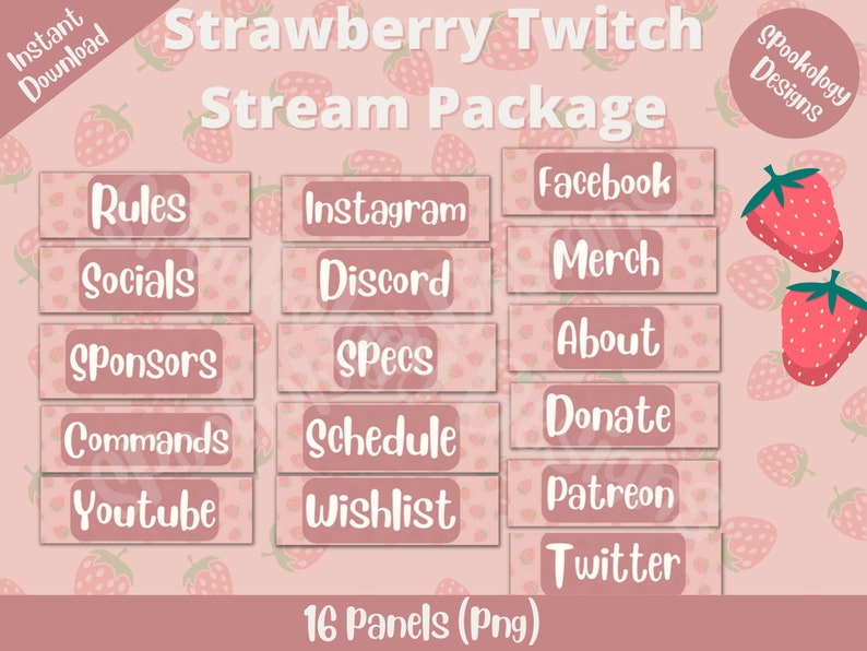 Strawberry Twitch Stream Package - Etsy
