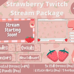 Strawberry Twitch Stream Package - Etsy