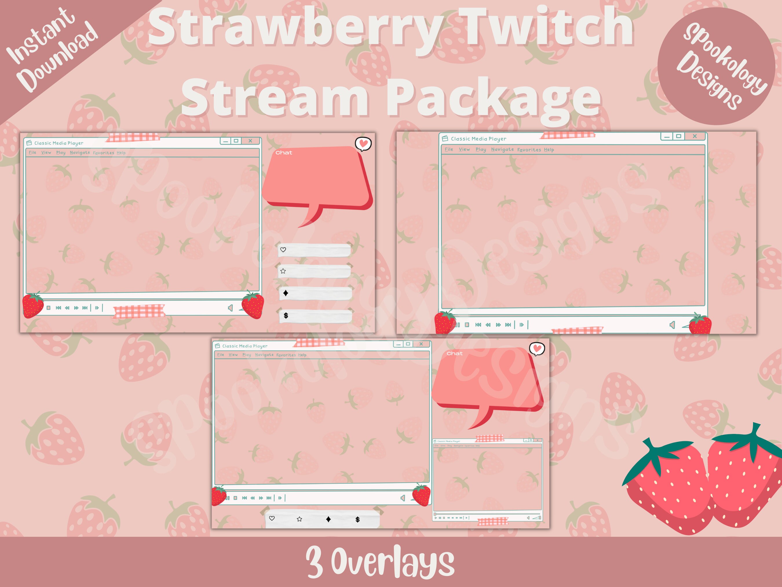 Strawberry Twitch Stream Package - Etsy