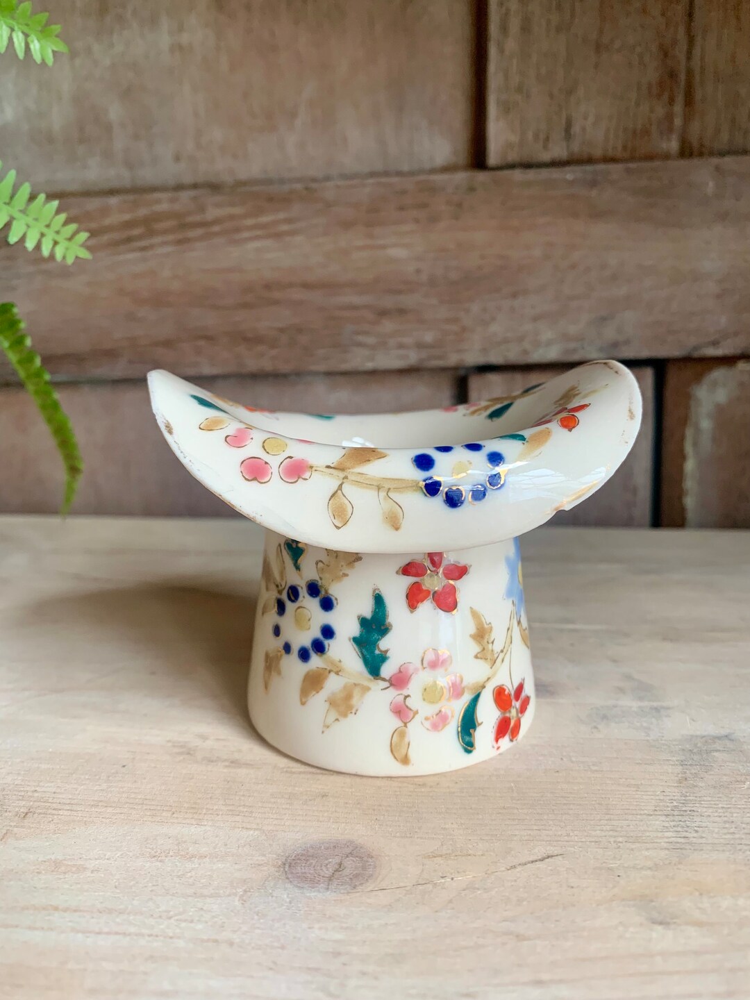 Small Vintage Antique Porcelain Posie Vase White Top Hat Floral Hand ...