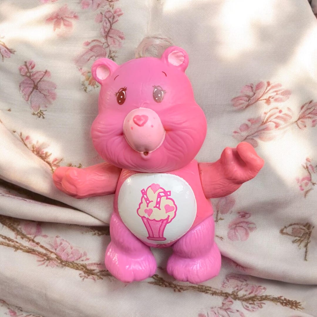 Vintage Care Bears 1980'S Pink Milkshake Bear Posable Figure 8.5 Cm AGC ...