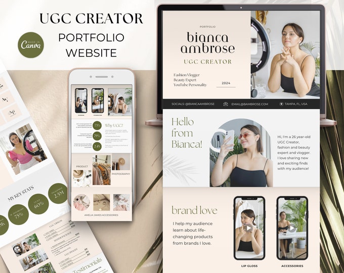 UGC Creator Media Kit Template for Canva - Influencer Media Kit PDF ...