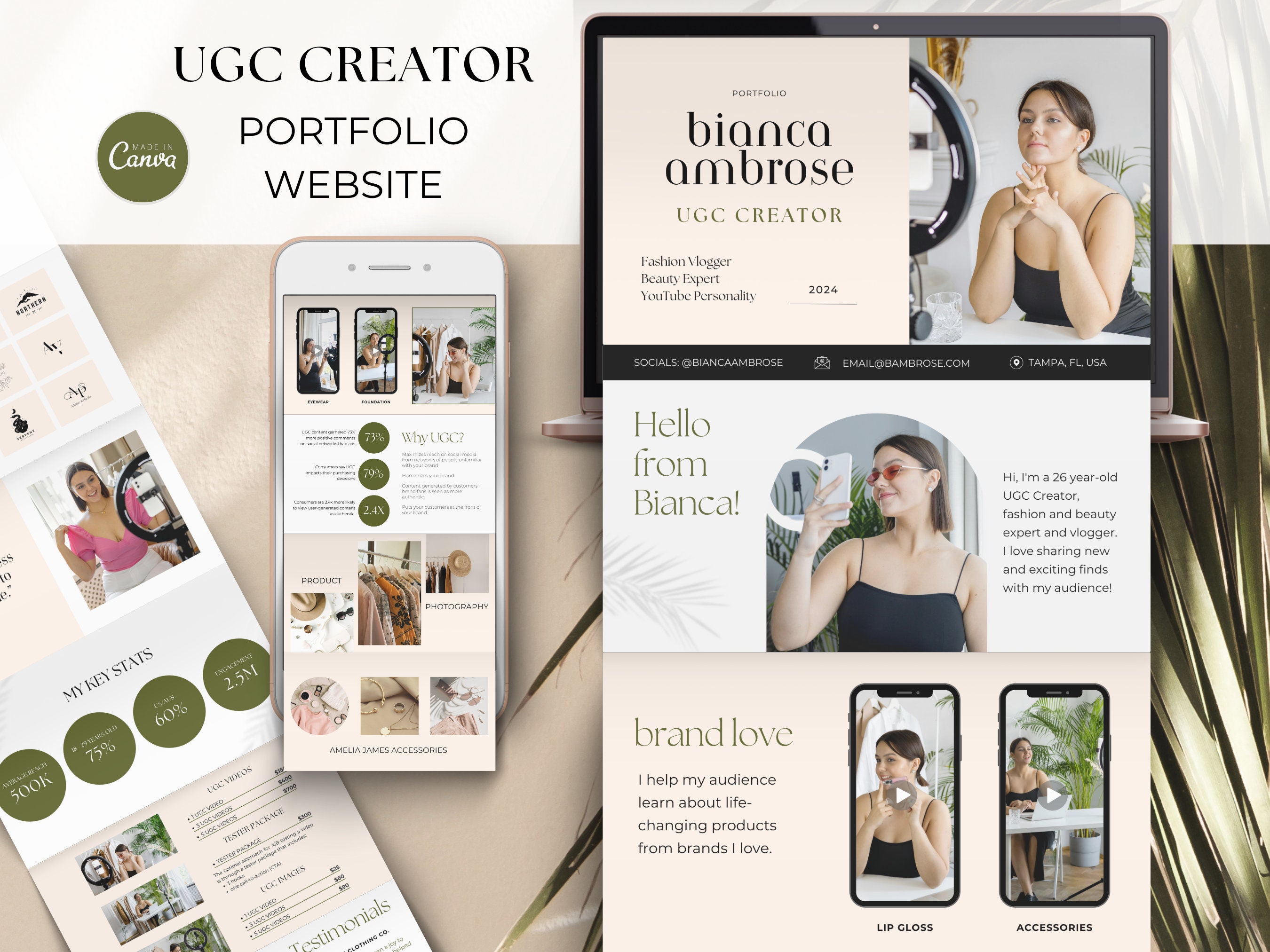 UGC Portfolio Template for Canva - UGC Creator Portfolio Canva Website - Media Kit, Creator Kit ...