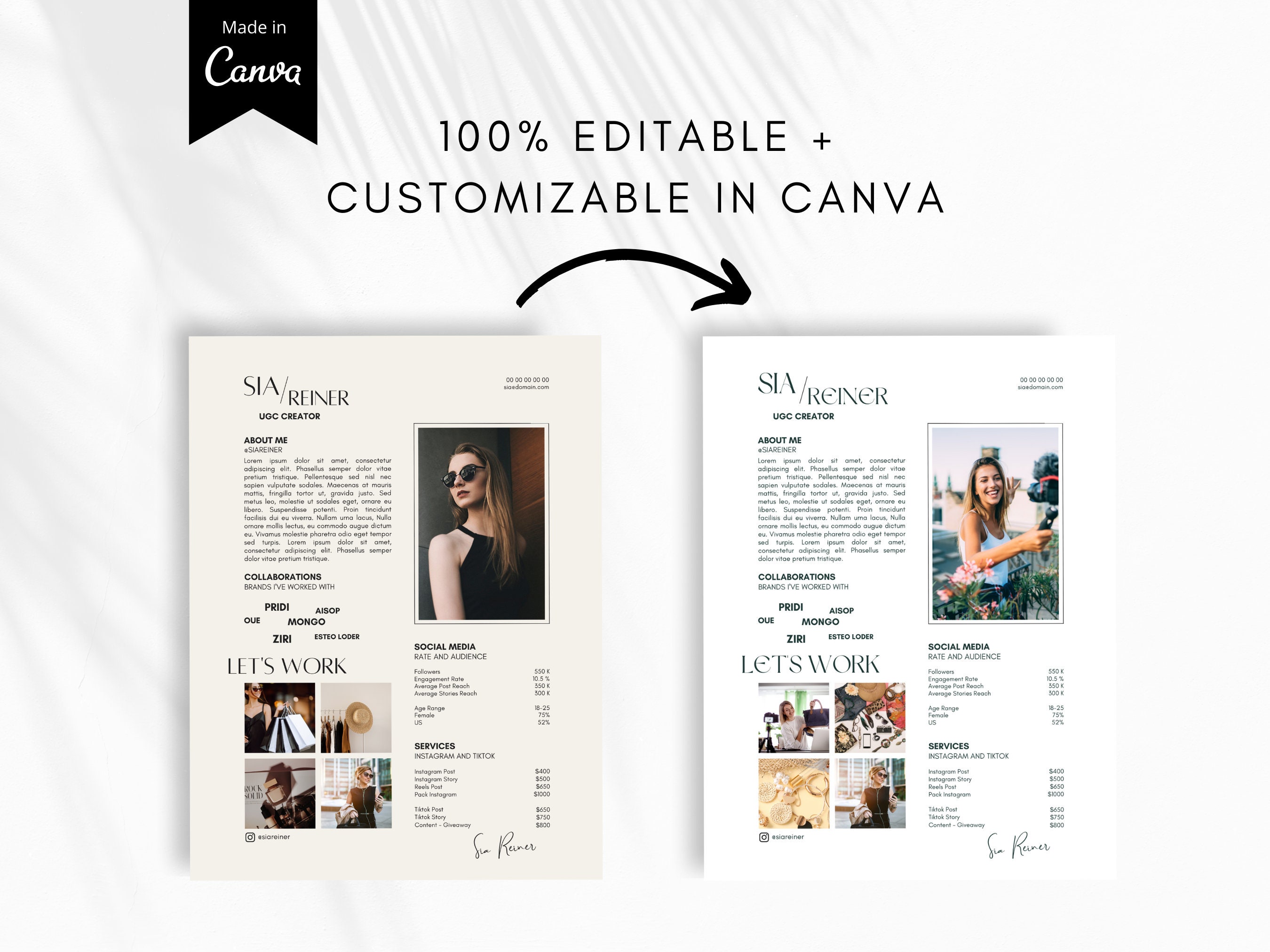 UGC Creator Rate Card Media Kit Template for Canva Influencer Media Kit ...