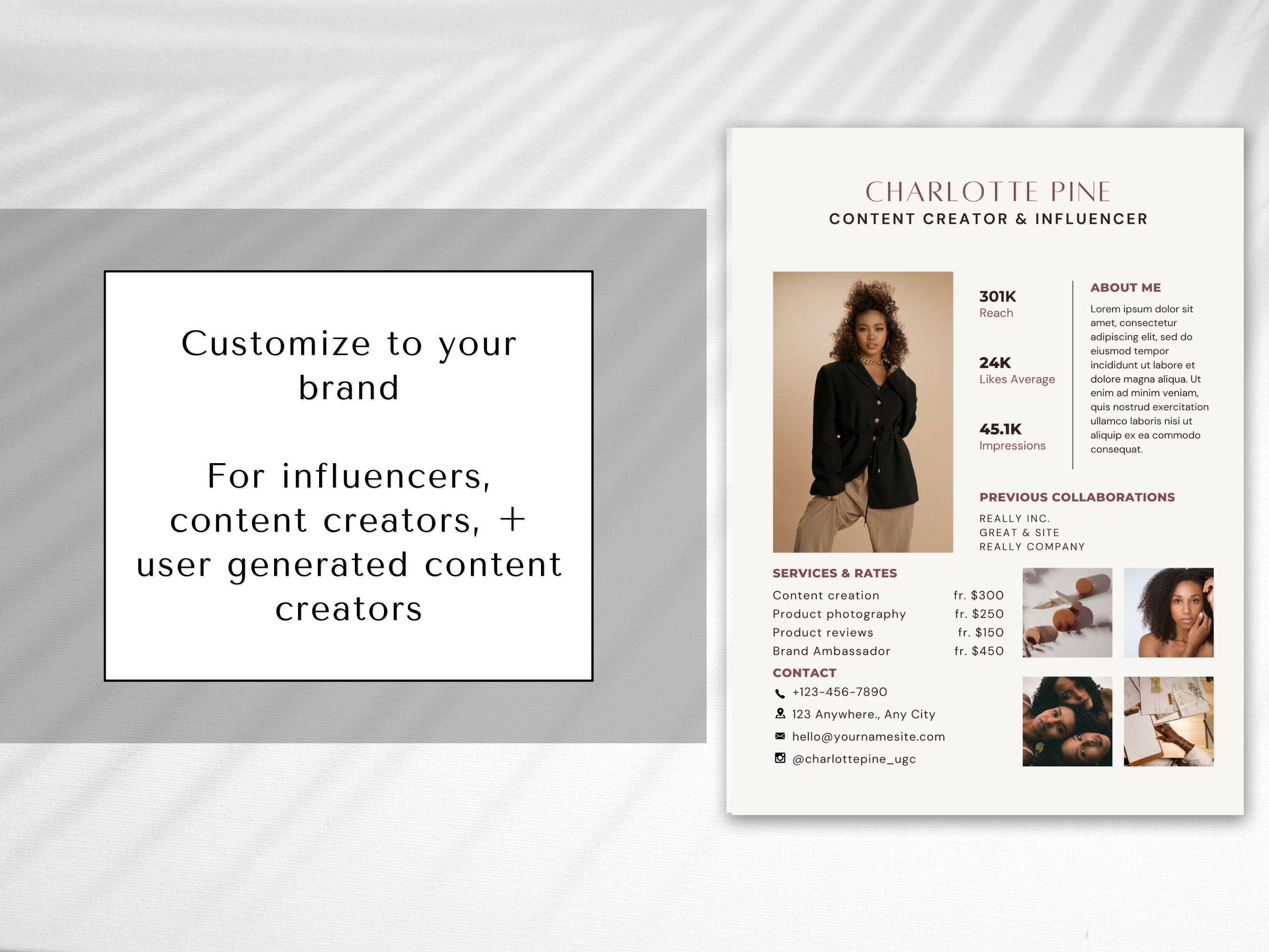 UGC Creator Rate Card Media Kit Template for Canva - Influencer Media ...