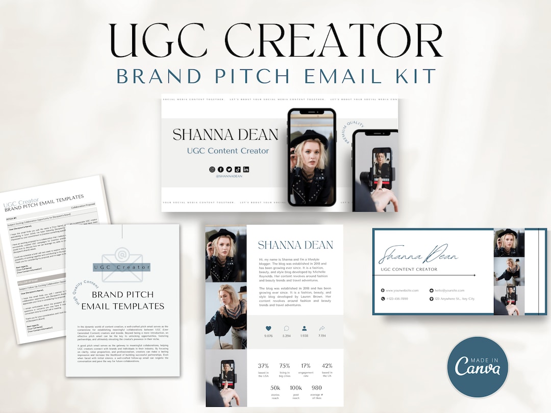 UGC Creator Brand Pitch Email Kit Templates for Canva - UGC Pitch ...