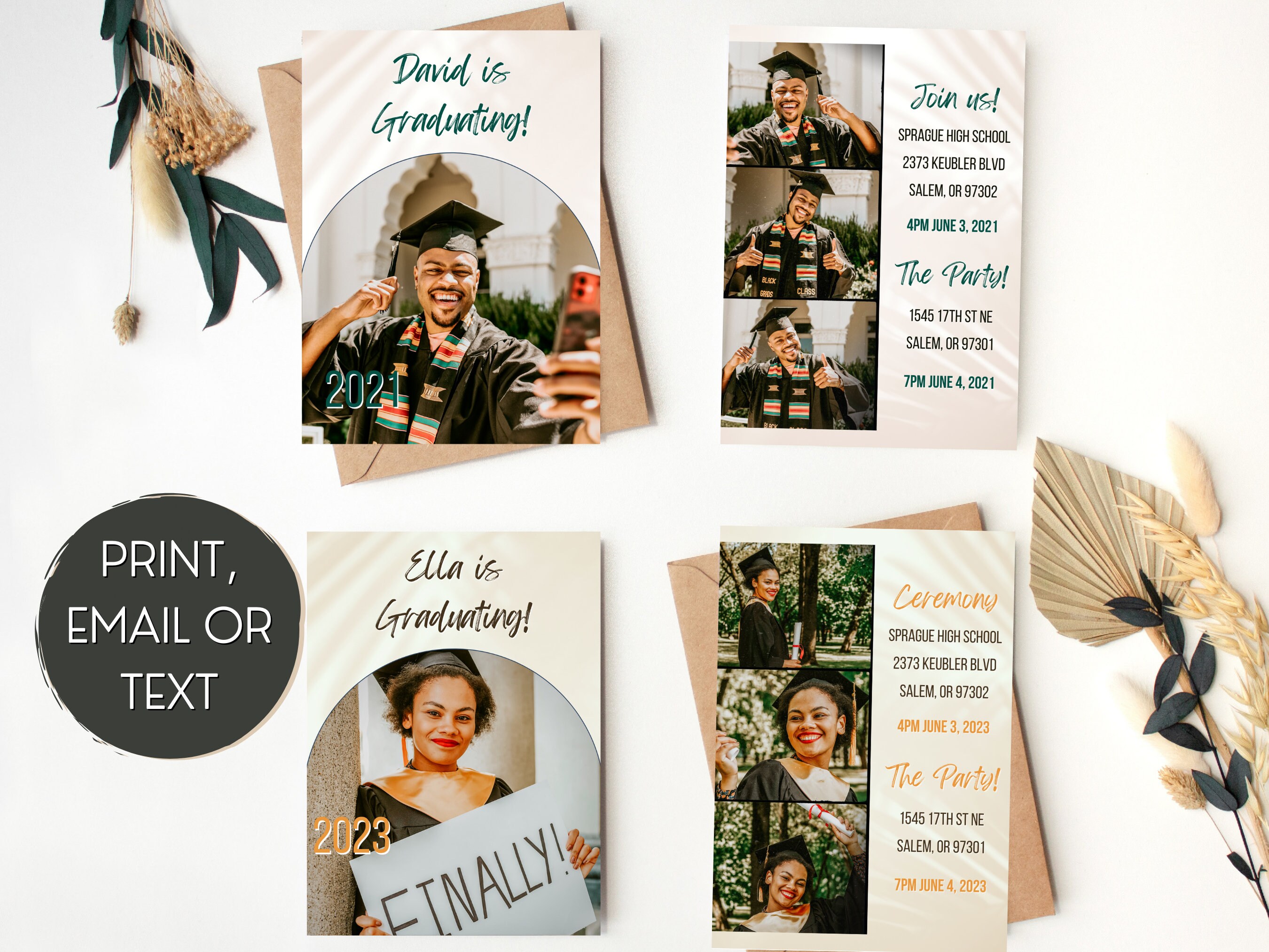 Photo Graduation DIY Announcement Card for Canva Template, Graduation ...