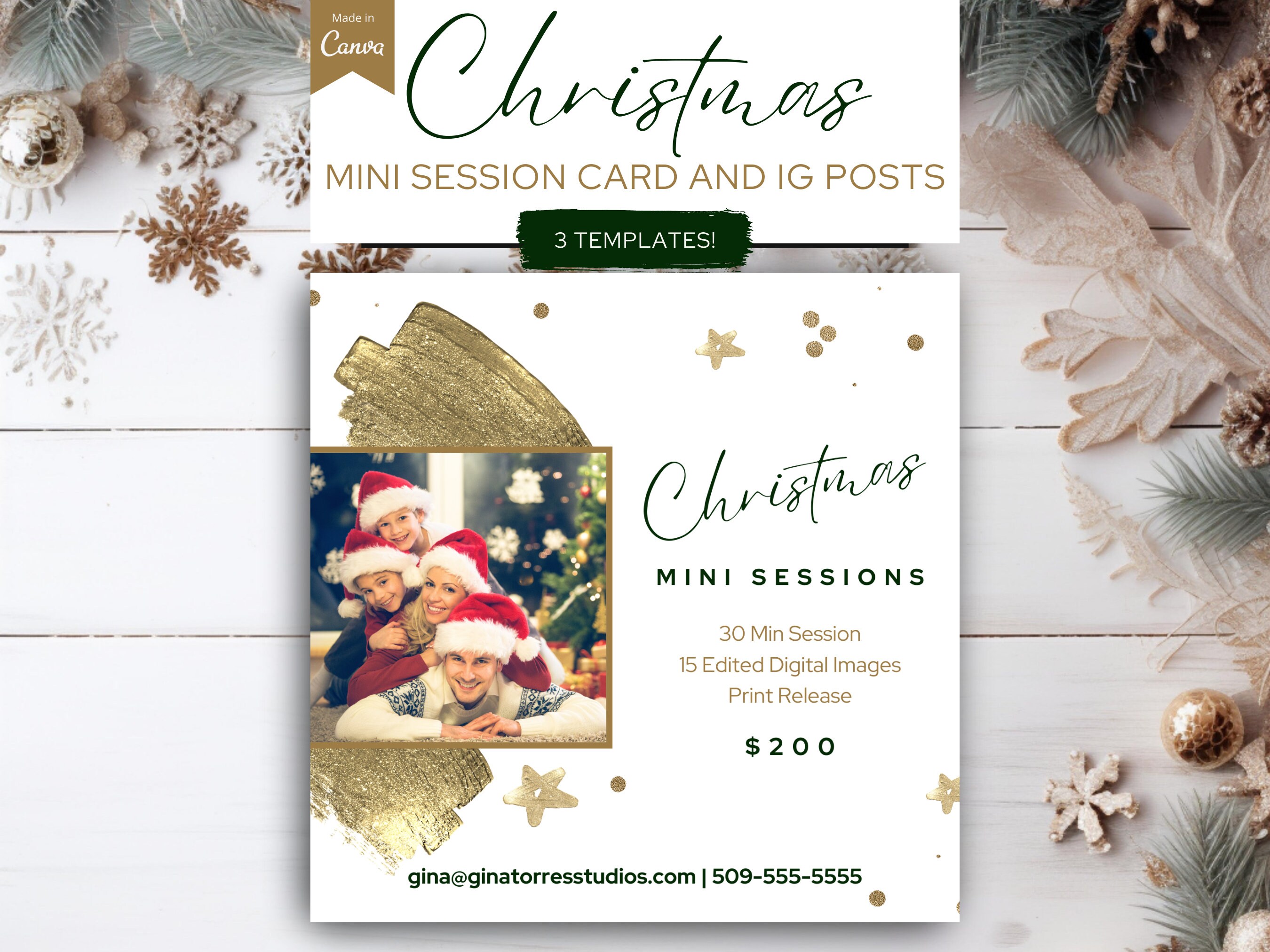 Christmas Mini Session Canva Template for Photographers, Instagram Post ...