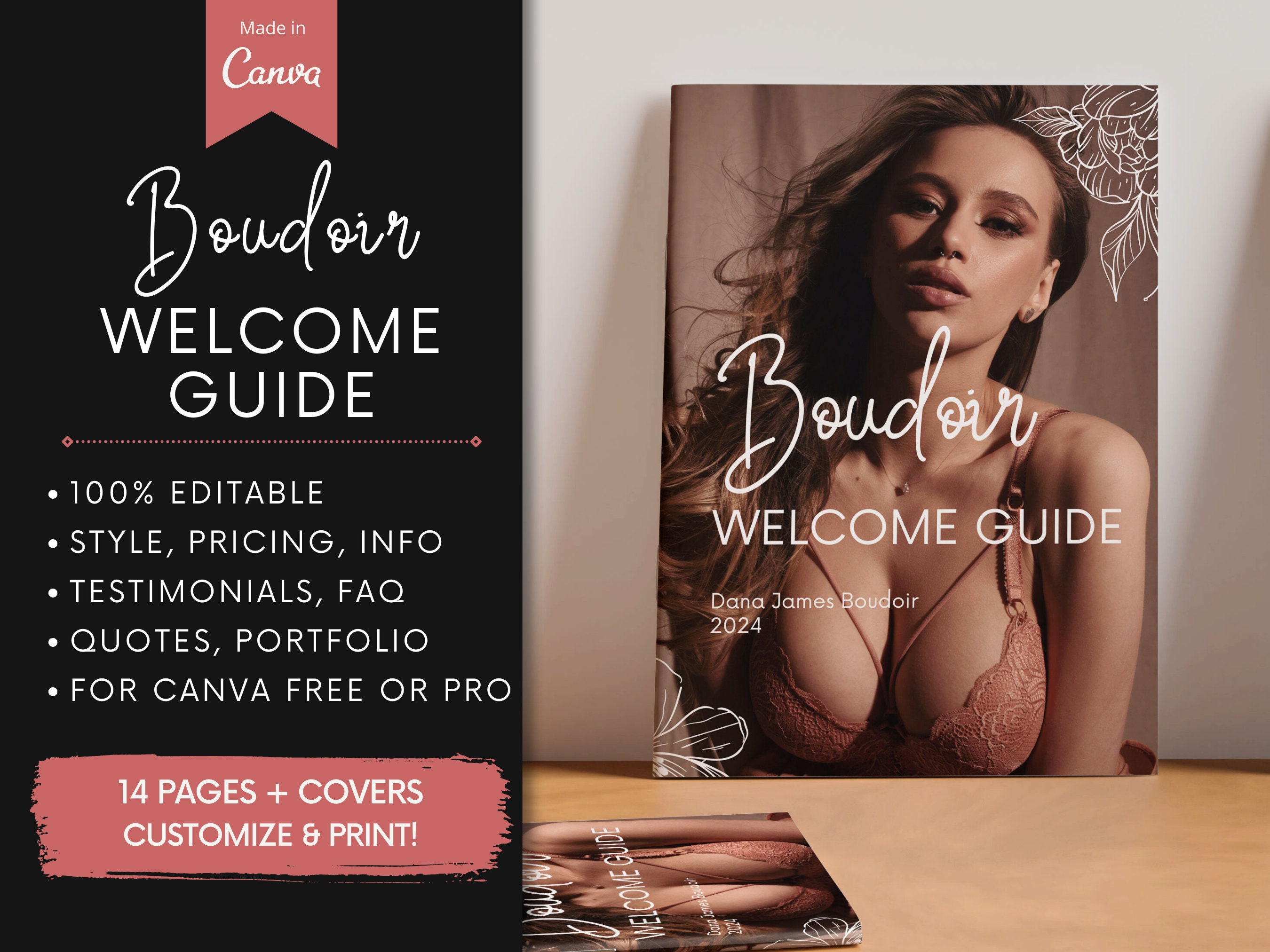 Boudoir BUNDLE for Canva - Photographer Marketing - 200 IG Posts, Welcome Guide, Print Marketing ...