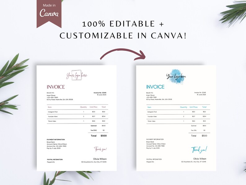 UGC Creator Contract and Invoice Templates for CANVA, UGC Invoice ...