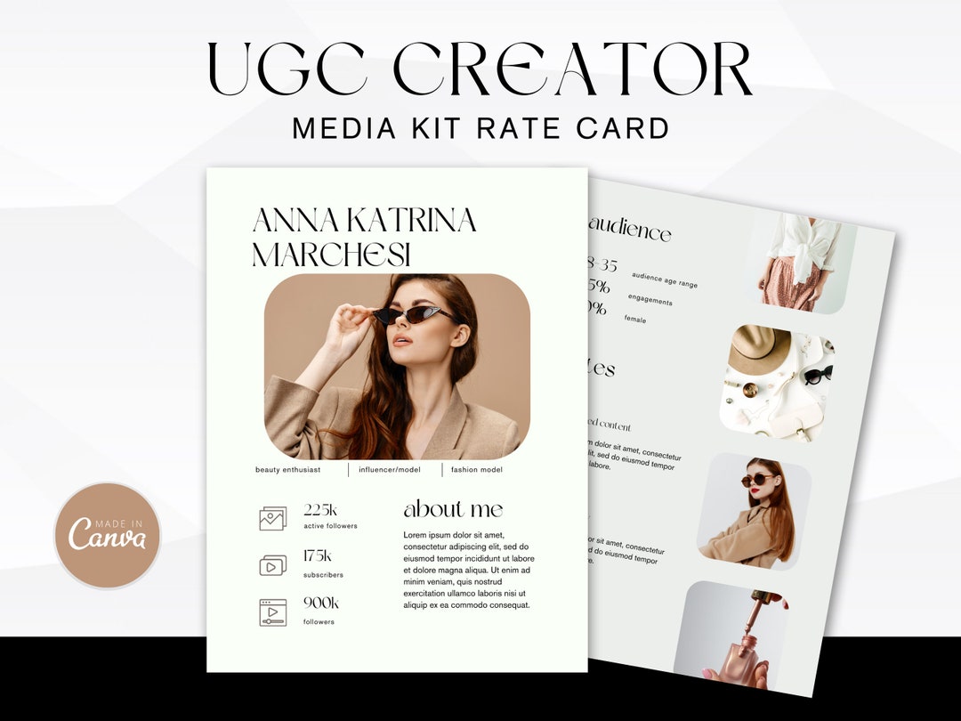 UGC Creator Rate Card Media Kit Template for Canva - Influencer Media ...