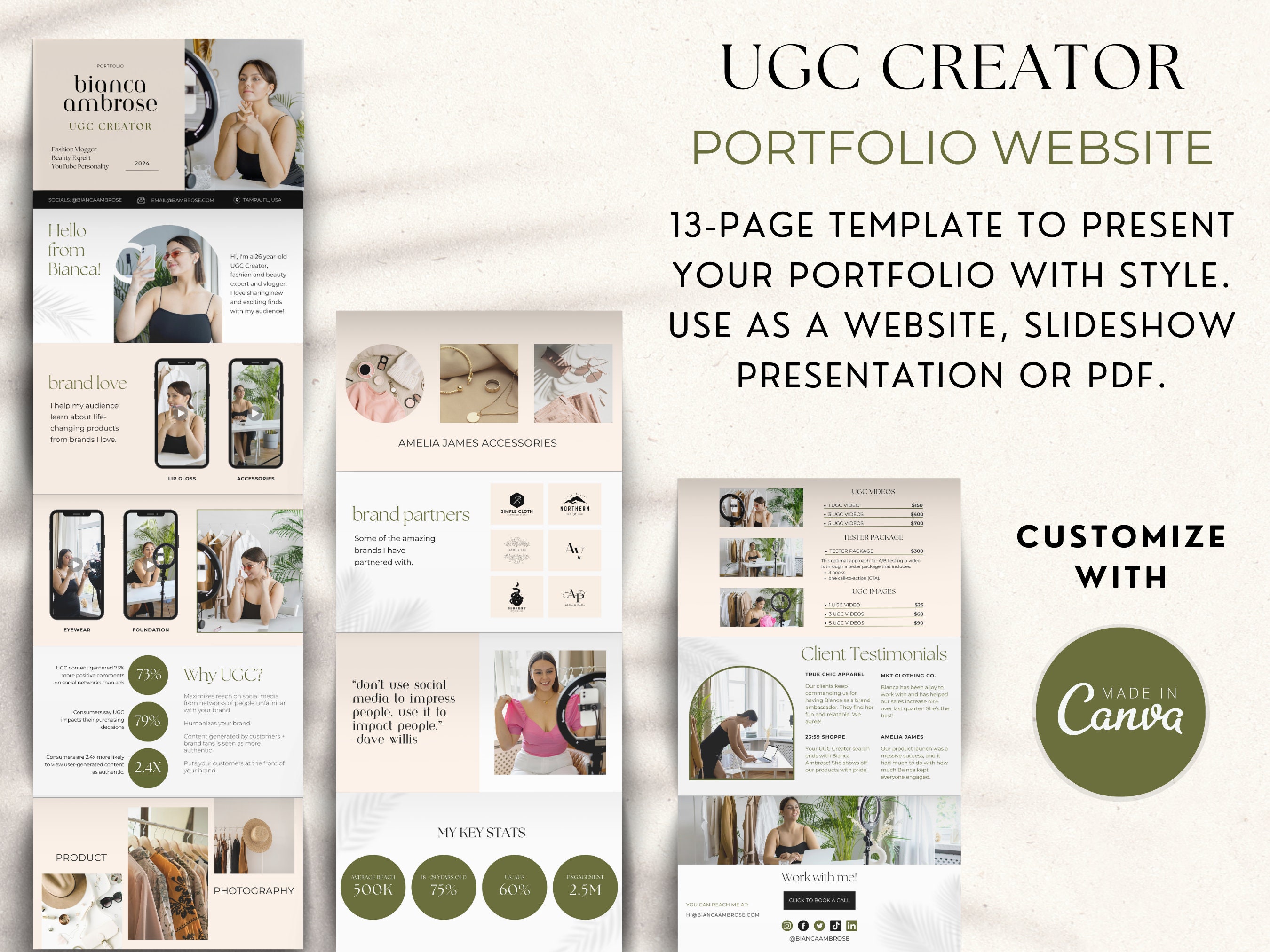 UGC Portfolio Template for Canva - UGC Creator Portfolio Canva Website ...