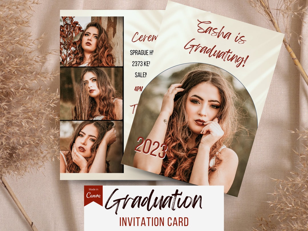 Photo Graduation DIY Announcement Card for Canva Template, Graduation ...