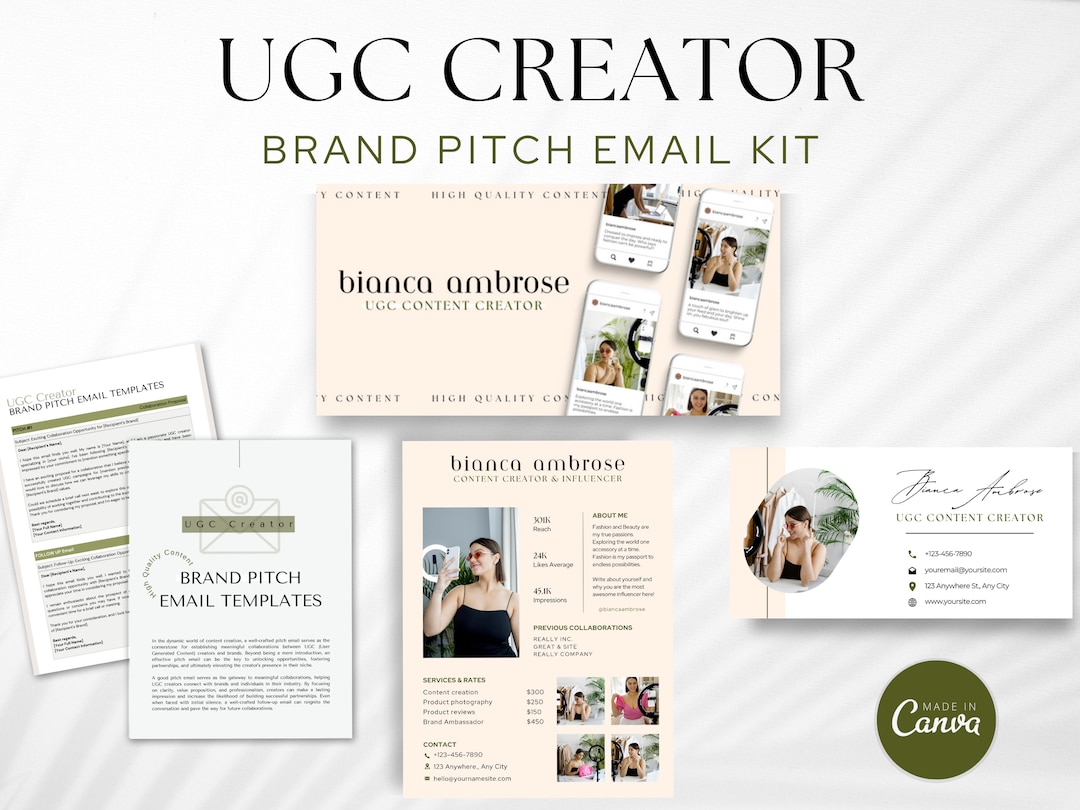 UGC Creator Brand Pitch Email Kit Templates for Canva - UGC Pitch ...