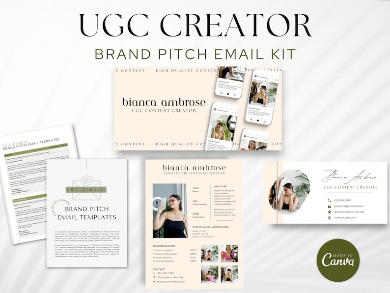 UGC Creator Brand Pitch Email Kit Templates for Canva - UGC Pitch ...