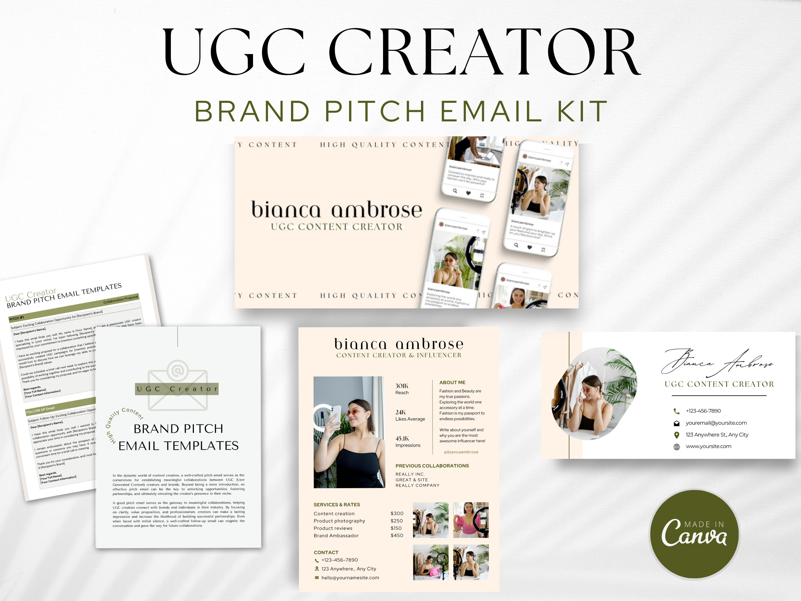 UGC Creator Brand Pitch Email Kit Templates for Canva - UGC Pitch ...
