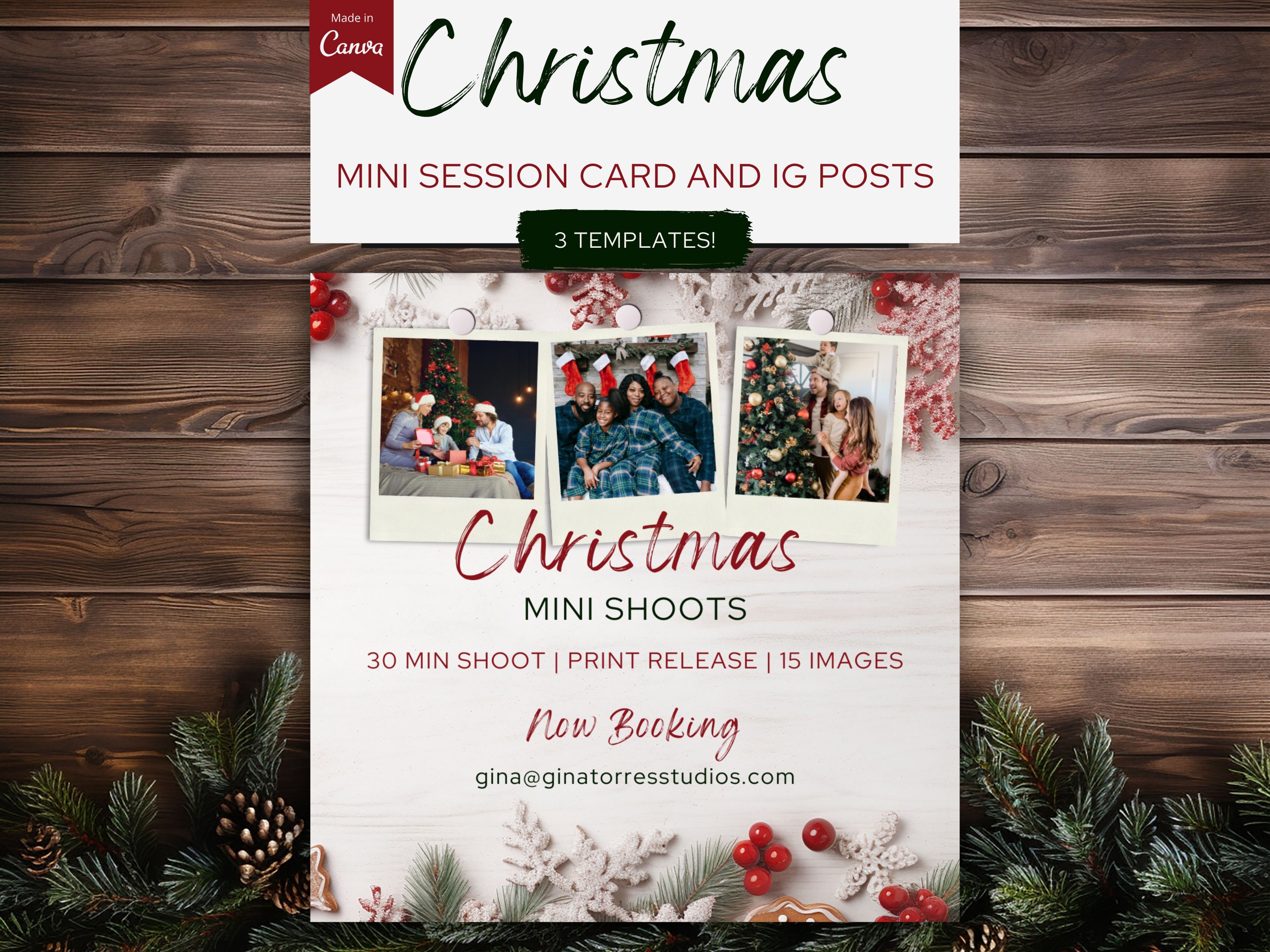 Christmas Mini Session Canva Template for Photographers, Instagram ...