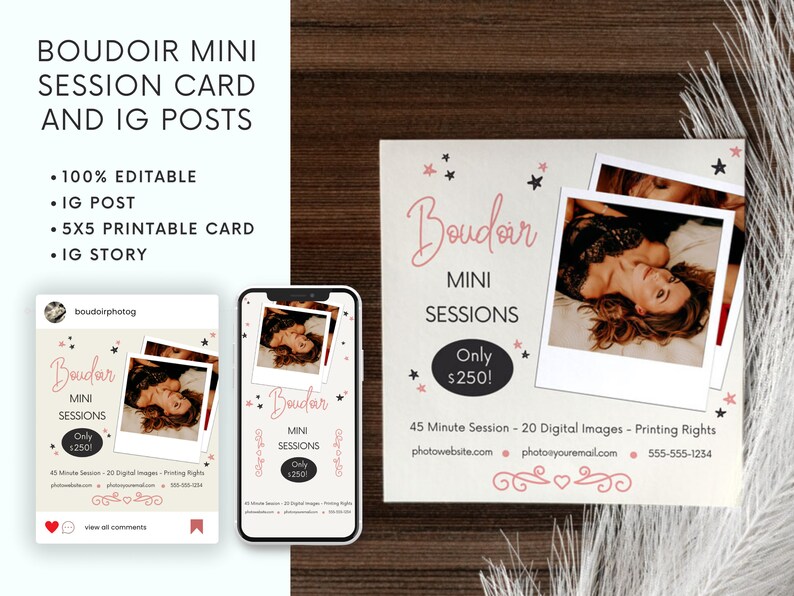 Boudoir BUNDLE for Canva - Photographer Marketing - 200 IG Posts ...