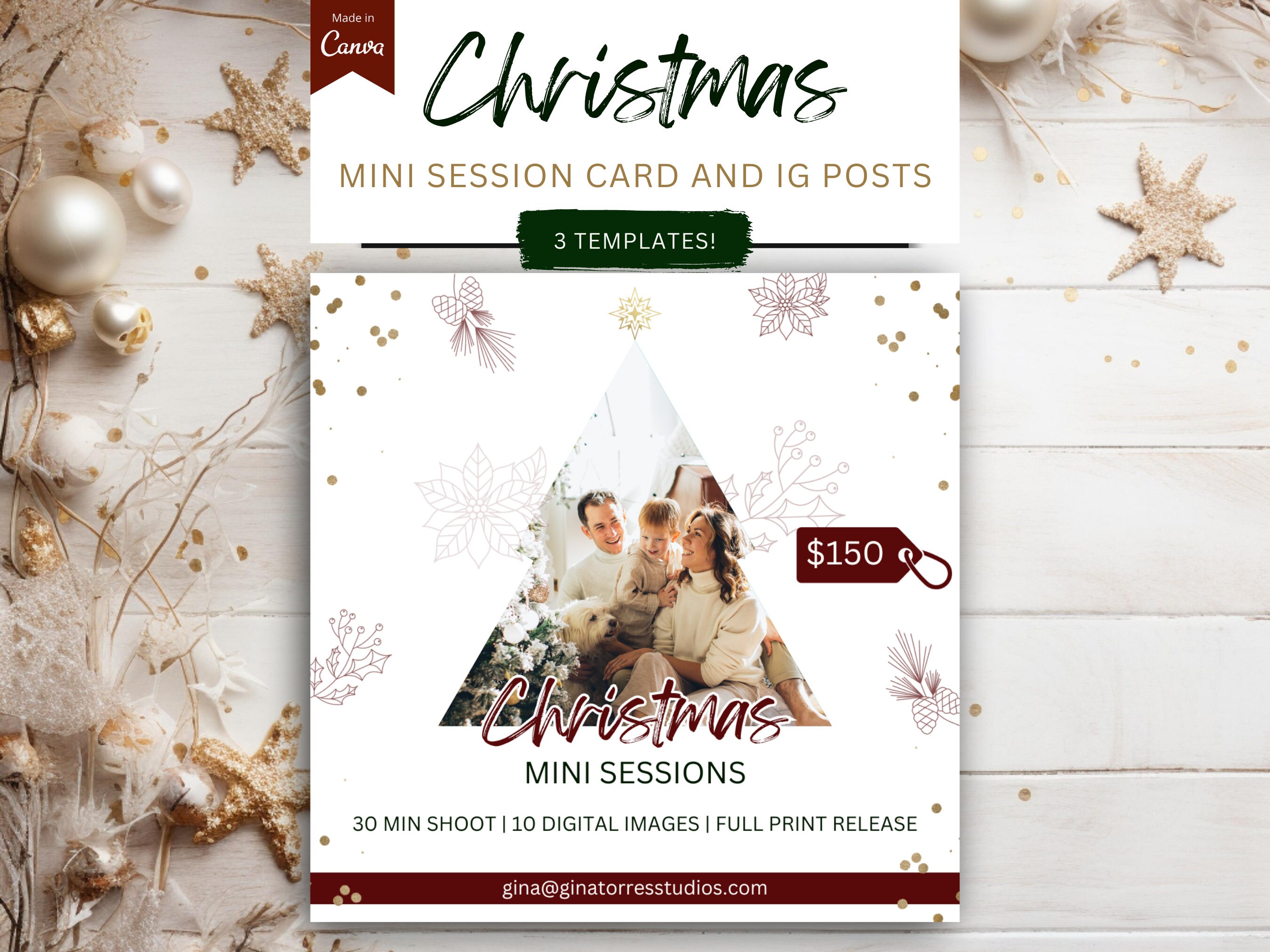 Christmas Mini Session Canva Template for Photographers, Instagram ...