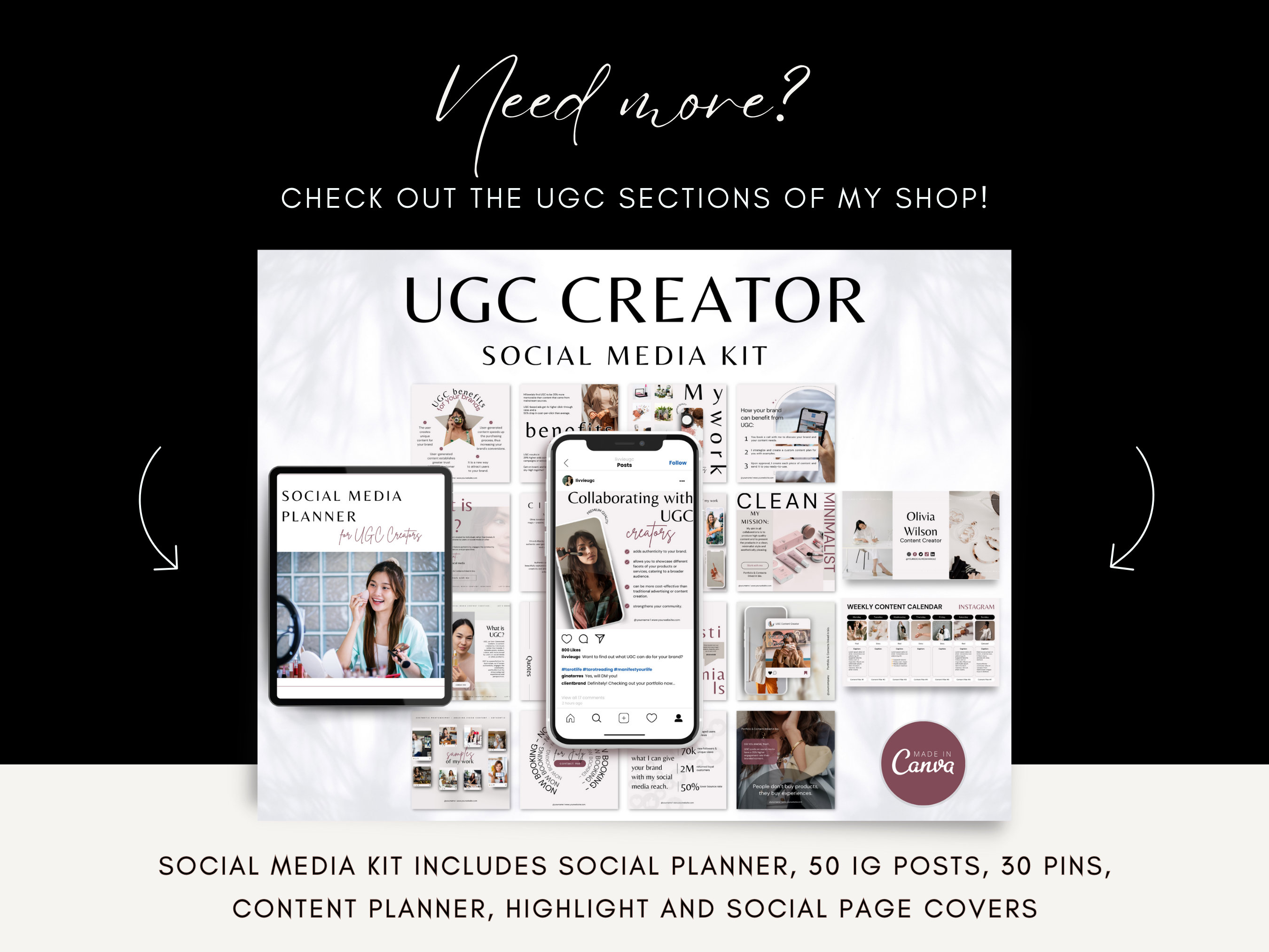 UGC Creator Rate Card Media Kit Template for Canva Influencer Media Kit ...